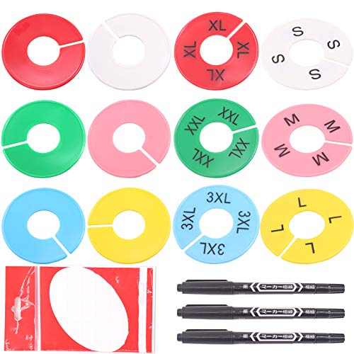 Hilitchi 54Pcs Clothes Size Dividers 6 Colors 12 Styles Round Clothing Rack Dividers for Clothes Rack Clothes Hangers, Commercial Clothing Racks, Clothing Shops