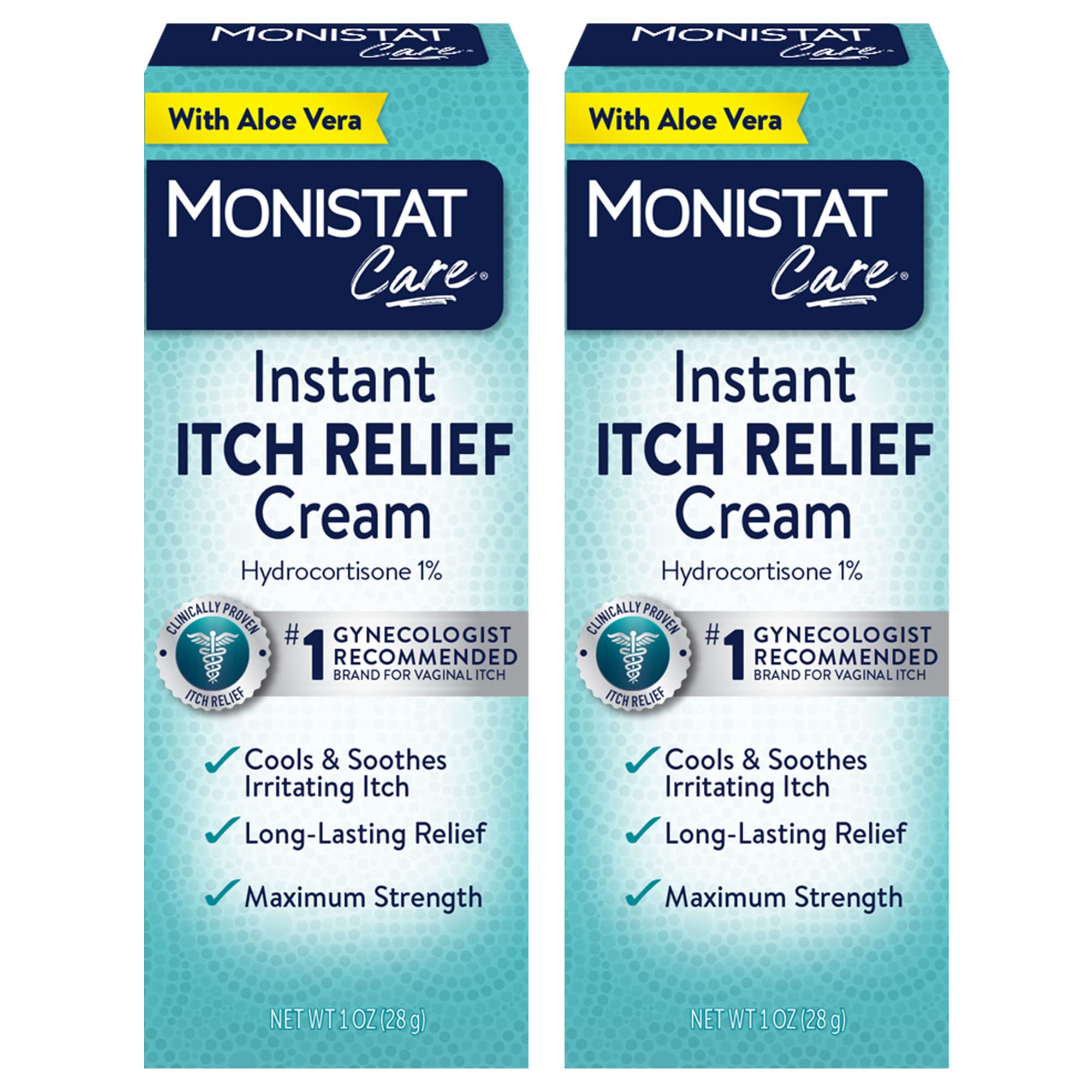 Monistat Instant Itch Relief Cream for Women, Maximum Strength Feminine Itch Care, 1 oz, 2 Pack