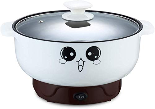 4-in-1 Multifunction Electric Skillet Non-Stick Stainless Steel Hot Pot Noodles Rice Cooker Soup Pot Portable Mini Heating Pan Cooking Fried (Diameter 20CM, 2.3L, Electric Skillet)