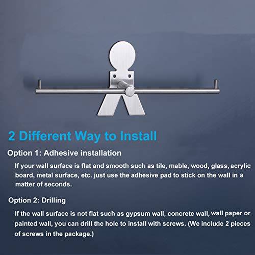 Clothes Hanger Organizer Stacker Storage Holder Rack for Closet and Laundry Room Tidier, Wall Mount, Adhesive or Drilling Installation, Stainless Steel