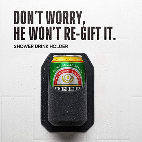 Tooletries - Shower Drink Holder - 100% Silicone Can Holder for Beer or Soda - Bathroom Accessory - Silicone-Grip Technology, No Adhesive Needed - in Partnership with 30 Watt - Charcoal