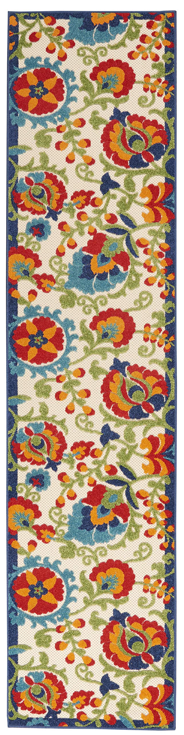 Nourison Aloha Indoor/Outdoor Multicolor 2'3" x 12' Area Rug, Easy Cleaning, Non Shedding, Bed Room, Living Room, Dining Room, Backyard, Deck, Patio (2x12)
