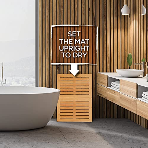 Bambüsi Premium Bathtub Tray Caddy and Bamboo Shower Floor Mat