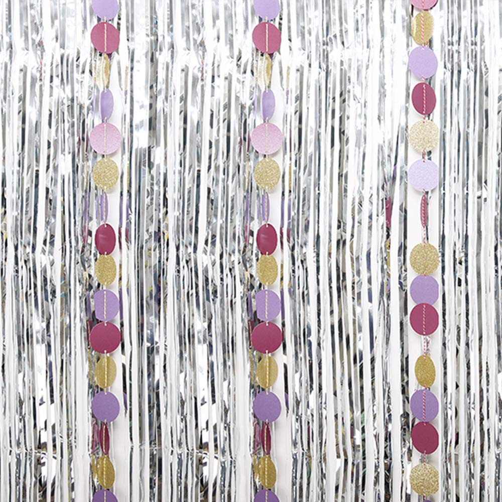 Foil Fringe Curtains Metallic Tinsel Silver Fringe Curtain Photo Booth Backdrop Curtains Decoration for Christmas New Years Eve Birthday Wedding Bachelorette Party Tassel Silver 2 Pack 3.3ft x 9.8ft