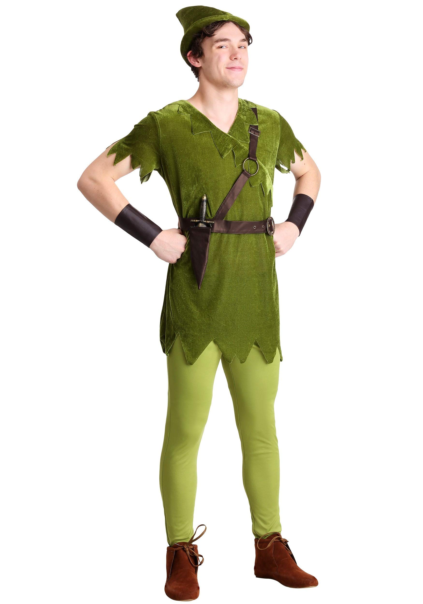 Fun Costumes Adult Plus Size Peter Pan with Hat, Shirt, Tights, Belt/Harness and Wrist Cuffs 2X