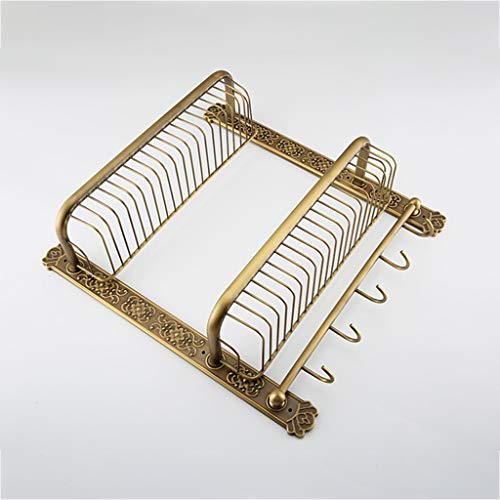 Bathroom Shelf Rectangular Shower Holder Antique Shower Caddy, Brass Shower Manager Wall Mounted Installation Bathroom Accessory