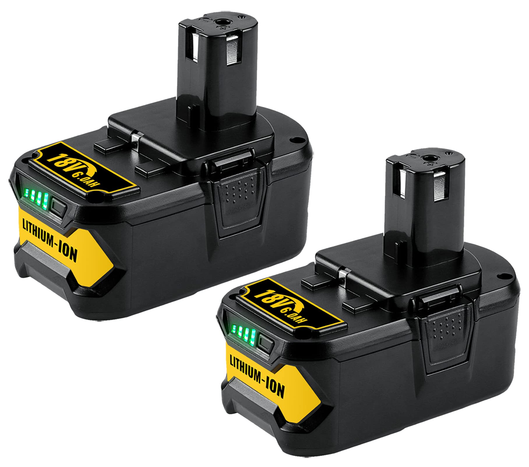 Masione 2-Pack 5.0Ah Replacement for Ryobi 18V Battery Lithium-Ion Compatible with P108 P102 P103 P105 P107 P109 P122 Batteries