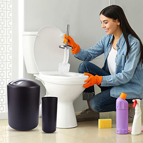 SLDIYWOW Bathroom Accessories Set, 8-Piece Plastic Gift Set with Toothbrush Holder, Toothbrush Cup, Soap Dispenser, Soap Dish, Toilet Brush Holder, Trash Can and Qtip Holders (Bronze)