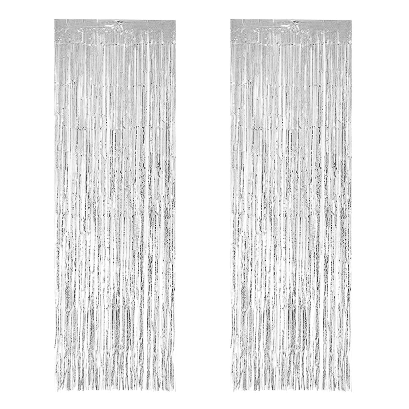 Foil Fringe Curtains Metallic Tinsel Silver Fringe Curtain Photo Booth Backdrop Curtains Decoration for Christmas New Years Eve Birthday Wedding Bachelorette Party Tassel Silver 2 Pack 3.3ft x 9.8ft