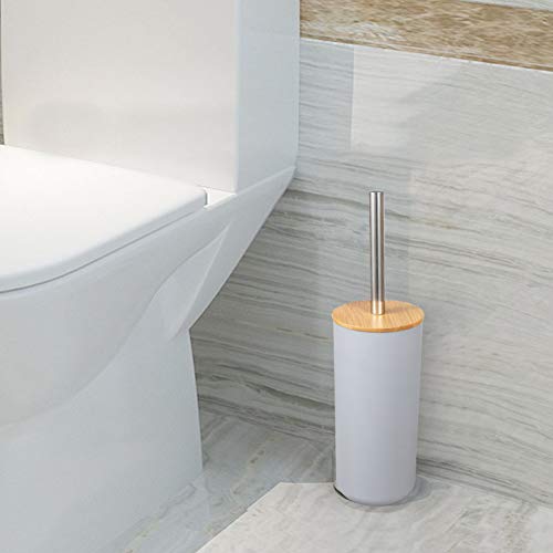 JIANWEI Bathroom Accessories Set, 6 Piece Bath Ensemble Includes Toilet Brush, Soap Dispenser, Waste Bin, Toothbrush Holder, Soap Dish, Cup, Bamboo Decor and Housewarming Gift(Black)