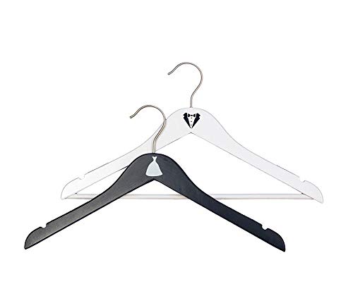 NAHANCO GT204517 Bridal Hanger Set, Wooden Hangers Imprinted with Tux and a Bridal Gown, 17” (2 Piece Set)