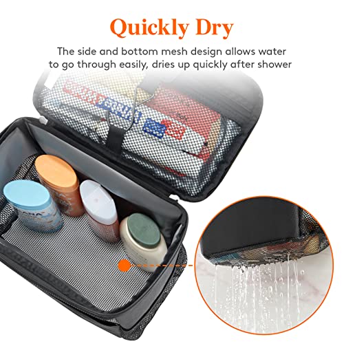 Lifewit Shower Bag Mesh Shower Caddy Portable College Dorm Room Essentials Tote Bag for Bathroom, Gym, Travel, Camping Quick Dry Hanging Shower Organizer Basket Toiletry Bag, Medium, Black