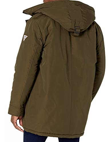 GUESS Men's Heavyweight Hooded Parka Jacket with Removable Faux Fur Trim, Olive, X-Large