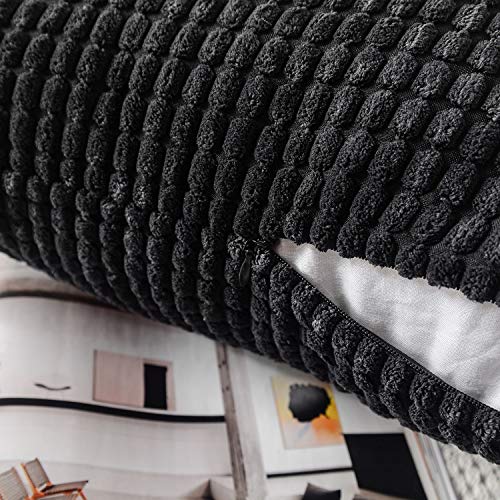 MERNETTE Pack of 2, Corduroy Soft Decorative Square Throw Pillow Cover Cushion Covers Pillowcase, Home Decor Decorations for Sofa Couch Bed Chair 18x18 Inch/45x45 cm (Granules Black)