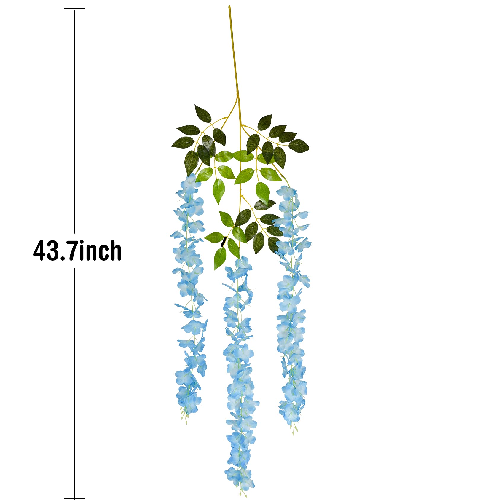 DearHouse 6 Pack 3.75 Feet/Piece Artificial Fake Wisteria Vine Ratta Hanging Garland Silk Flowers String Home Party Wedding Decor (Blue)
