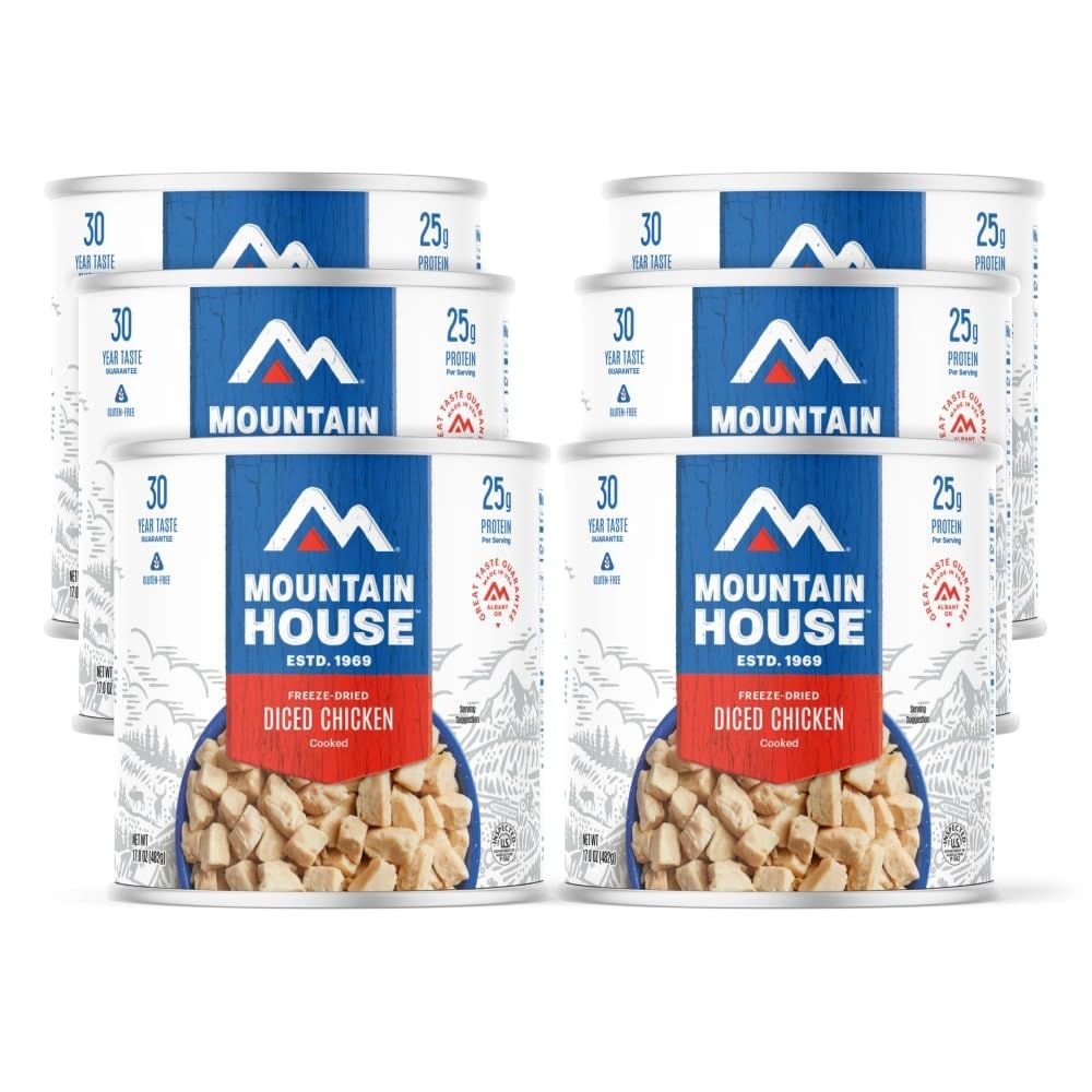 Mountain House Freeze Dried Diced Chicken #10 Can Hunting, Survival, Camping, Backpacking Food Backed by a 30-Year Perfect Taste Survival and Emergency Food Gluten Free 6 Cans Per Case
