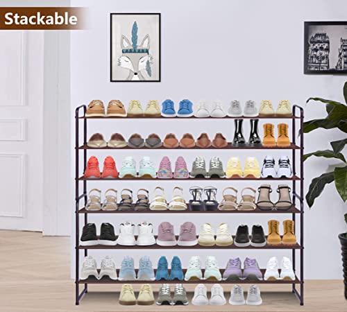 AOODA 3-Tier Long Shoe Rack for Closet Stackable Wide Shoe Shelf, Hat Storage for Baseball Caps Organizer, 2 Item Bundle
