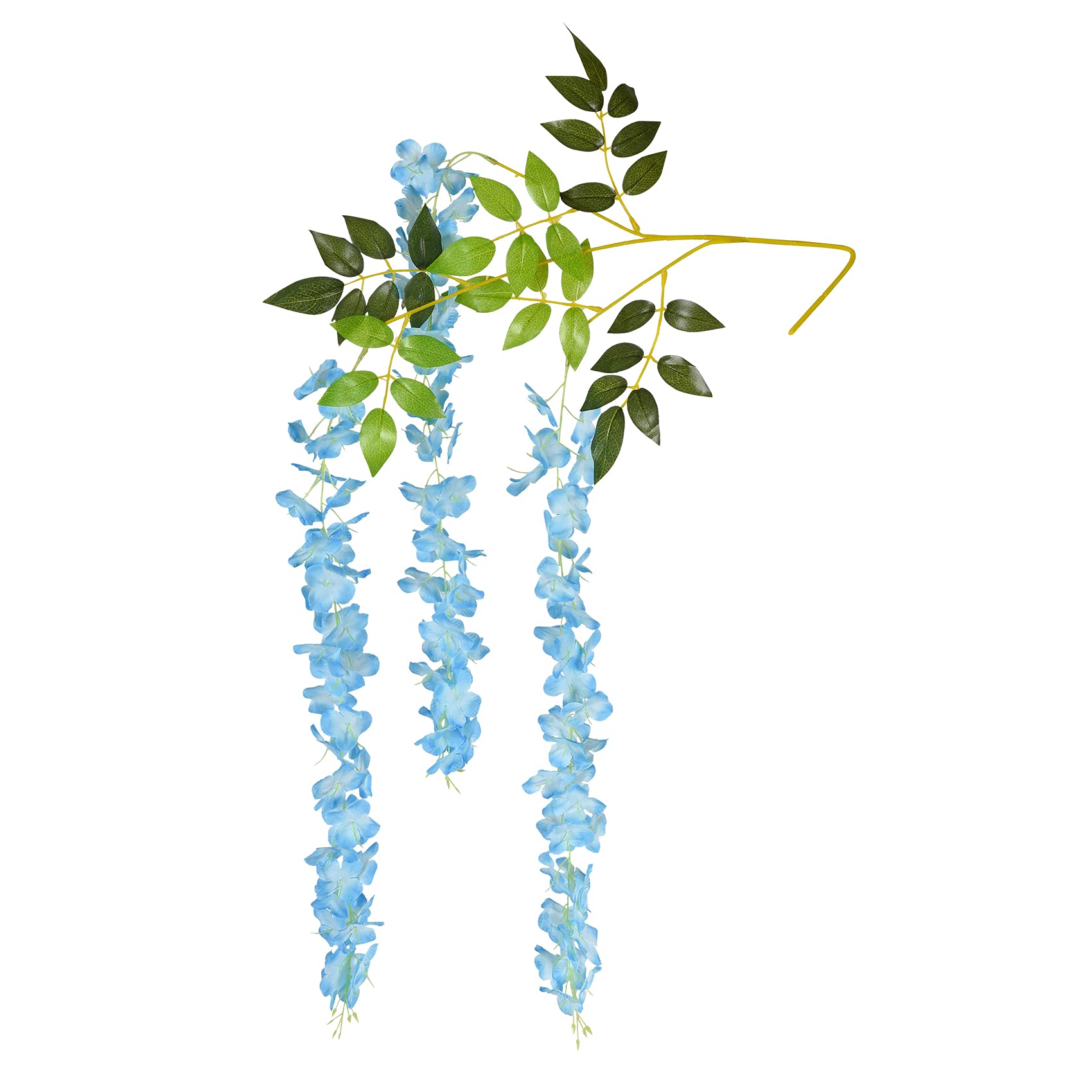 DearHouse 6 Pack 3.75 Feet/Piece Artificial Fake Wisteria Vine Ratta Hanging Garland Silk Flowers String Home Party Wedding Decor (Blue)