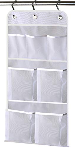 MISSLO Hanging Mesh Pockets Hold 340oz/1000ml Shampoo Shower Organizer with Over the Door Hooks