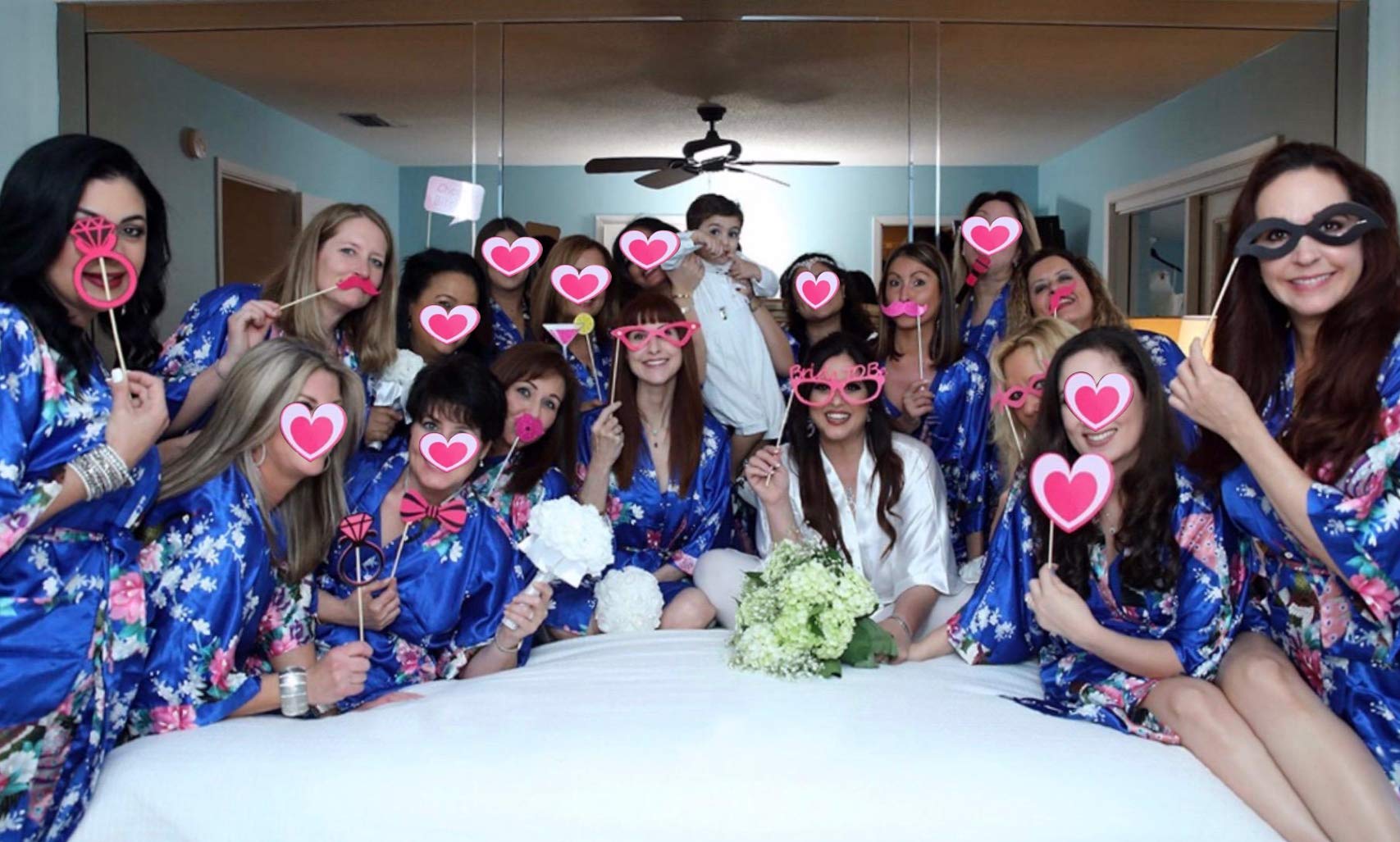 UrHot Women's Floral Kimono Satin Short Robe Peacock and Blossom Soft Bathrobe for Wedding Party Getting Ready