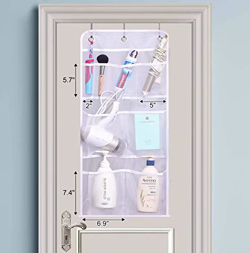 MISSLO Hanging Mesh Pockets Hold 340oz/1000ml Shampoo Shower Organizer with Over the Door Hooks