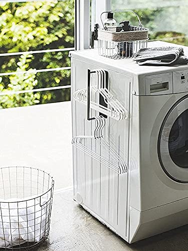 N/B Hanger Organizer, heaohu Single Row Large Capacity Multifunctional Magnetic Washing Machine Clothes Hangers Storage Rack, Artifact Balcony Finishing Clothing Rack Clip Free Punch Racks White