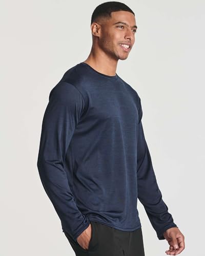 Real Essentials 4 Pack Mens Long Sleeve Shirts T-Shirt Fishing Athletic Workout Hiking UV UPF SPF Sun Protection Work Quick Dry Dri Fit Gym Tee Shirt Active Running Sport Tops Camisas Construction