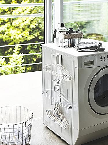 N/B Hanger Organizer, heaohu Single Row Large Capacity Multifunctional Magnetic Washing Machine Clothes Hangers Storage Rack, Artifact Balcony Finishing Clothing Rack Clip Free Punch Racks White