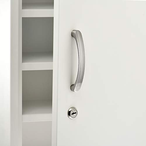 AdirMed Medicine Cabinet with Pull-Out Shelf & Document Pocket - Large Dual Lock Wall Mounted Steel Medical Organizer - Safe and Secure Storage for Medicine First Aid and Emergency Kit (White)