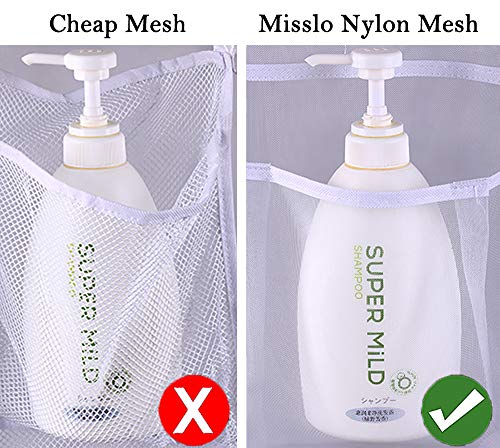 MISSLO Hanging Mesh Pockets Hold 340oz/1000ml Shampoo Shower Organizer with Over the Door Hooks
