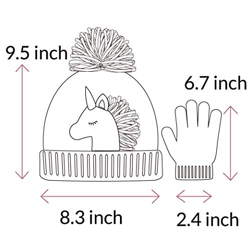 accsa Toddler Kids Girl Novelty Colorful Knit Unicorn Pony Beanie Hat Age 6-9 YRS Grey