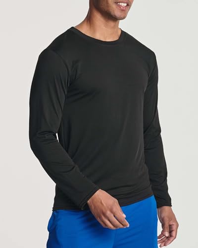 Real Essentials 4 Pack Mens Long Sleeve Shirts T-Shirt Fishing Athletic Workout Hiking UV UPF SPF Sun Protection Work Quick Dry Dri Fit Gym Tee Shirt Active Running Sport Tops Camisas Construction