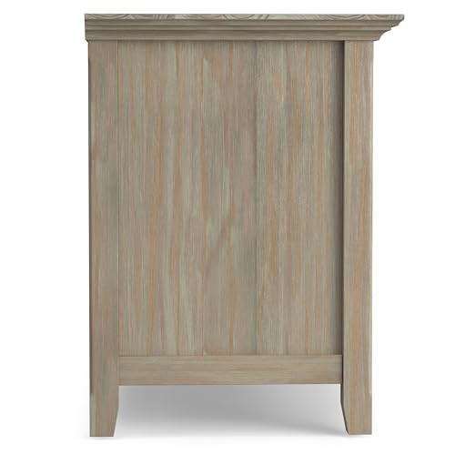 SIMPLIHOME Amherst SOLID WOOD 72 Inch Wide Transitional TV Media Stand in Distressed Grey for TVs up to 80 Inch, For the Living Room and Entertainment Center