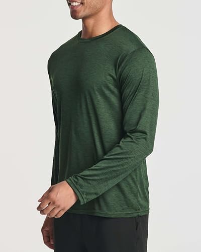 Real Essentials 4 Pack Mens Long Sleeve Shirts T-Shirt Fishing Athletic Workout Hiking UV UPF SPF Sun Protection Work Quick Dry Dri Fit Gym Tee Shirt Active Running Sport Tops Camisas Construction