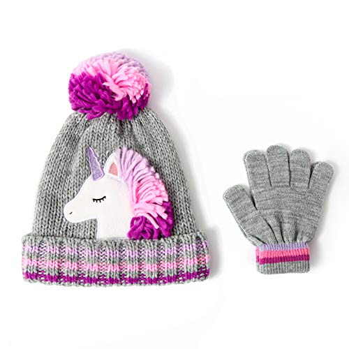 accsa Toddler Kids Girl Novelty Colorful Knit Unicorn Pony Beanie Hat Age 6-9 YRS Grey