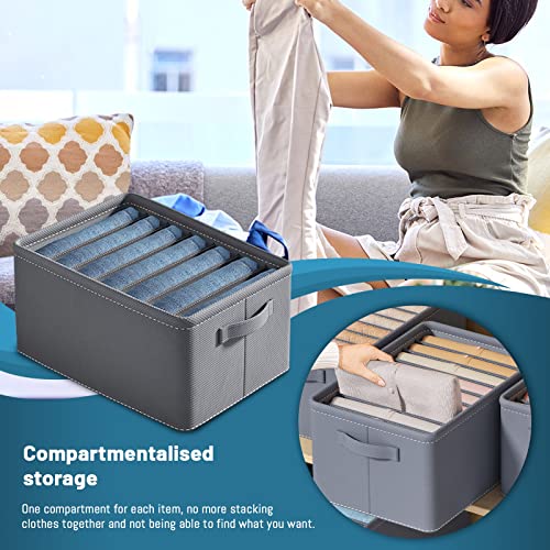 LELE LIFE 3Pcs 6/7/9 Grids Wardrobe Clothes Organizer, Large Drawer Organizers for Clothing, Foldable Jeans Organizer for Closet with Handle and Built-in PP Board, Clothes Organizer for Folded Clothes