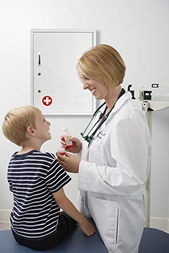 AdirMed Medicine Cabinet with Pull-Out Shelf & Document Pocket - Large Dual Lock Wall Mounted Steel Medical Organizer - Safe and Secure Storage for Medicine First Aid and Emergency Kit (White)