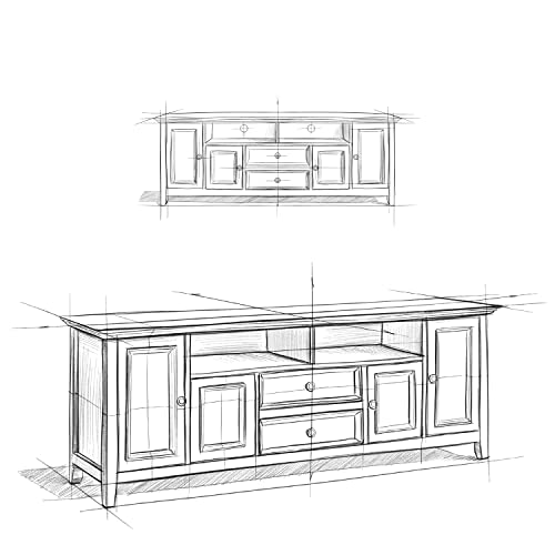 SIMPLIHOME Amherst SOLID WOOD 72 Inch Wide Transitional TV Media Stand in Distressed Grey for TVs up to 80 Inch, For the Living Room and Entertainment Center