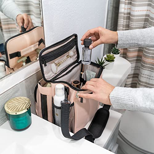 TERRA HOME XL Dorm Room Essentials for Girls and Guys with Extra Storage, Durable Mesh Bottom, Shoulder Strap, Keychain Holder and More - Bathroom - College - Travel Vacation Essentials (Blush Pink)