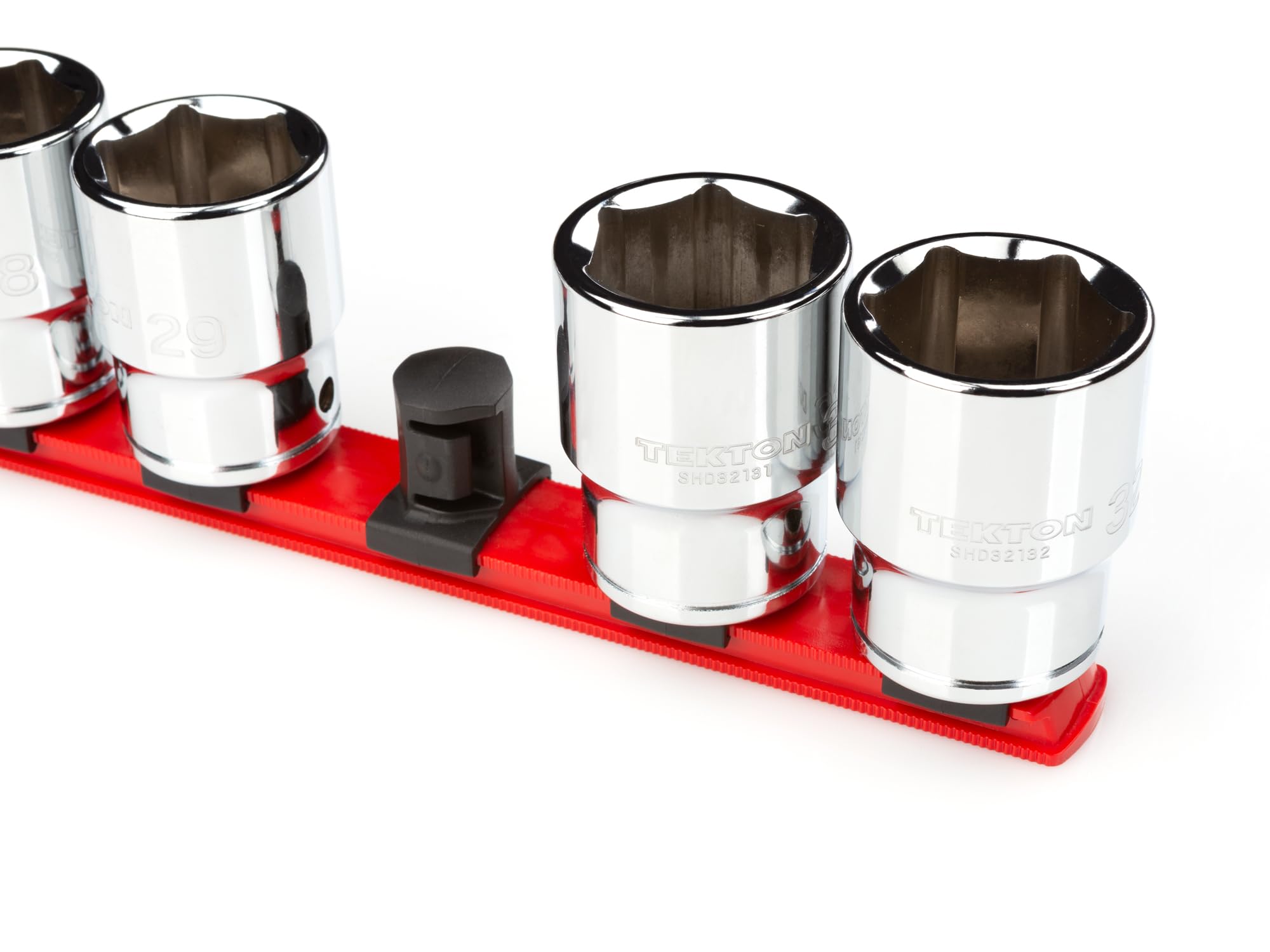 TEKTON 3/4 Inch Drive x 18 Inch Socket Rail, 10 Clips (Red) | OSR33110 | Made in USA