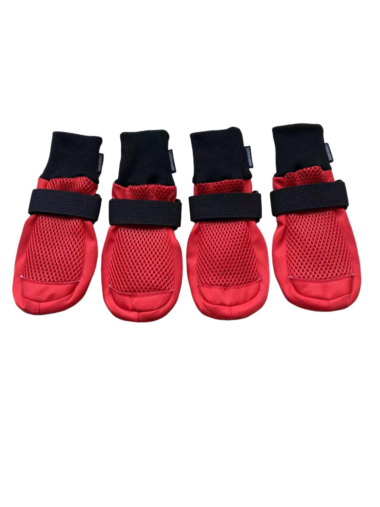 LONSUNEER Dog Boots Breathable Protect Paws Soft Nonslip Soles Set of 4 Size Large Color Red