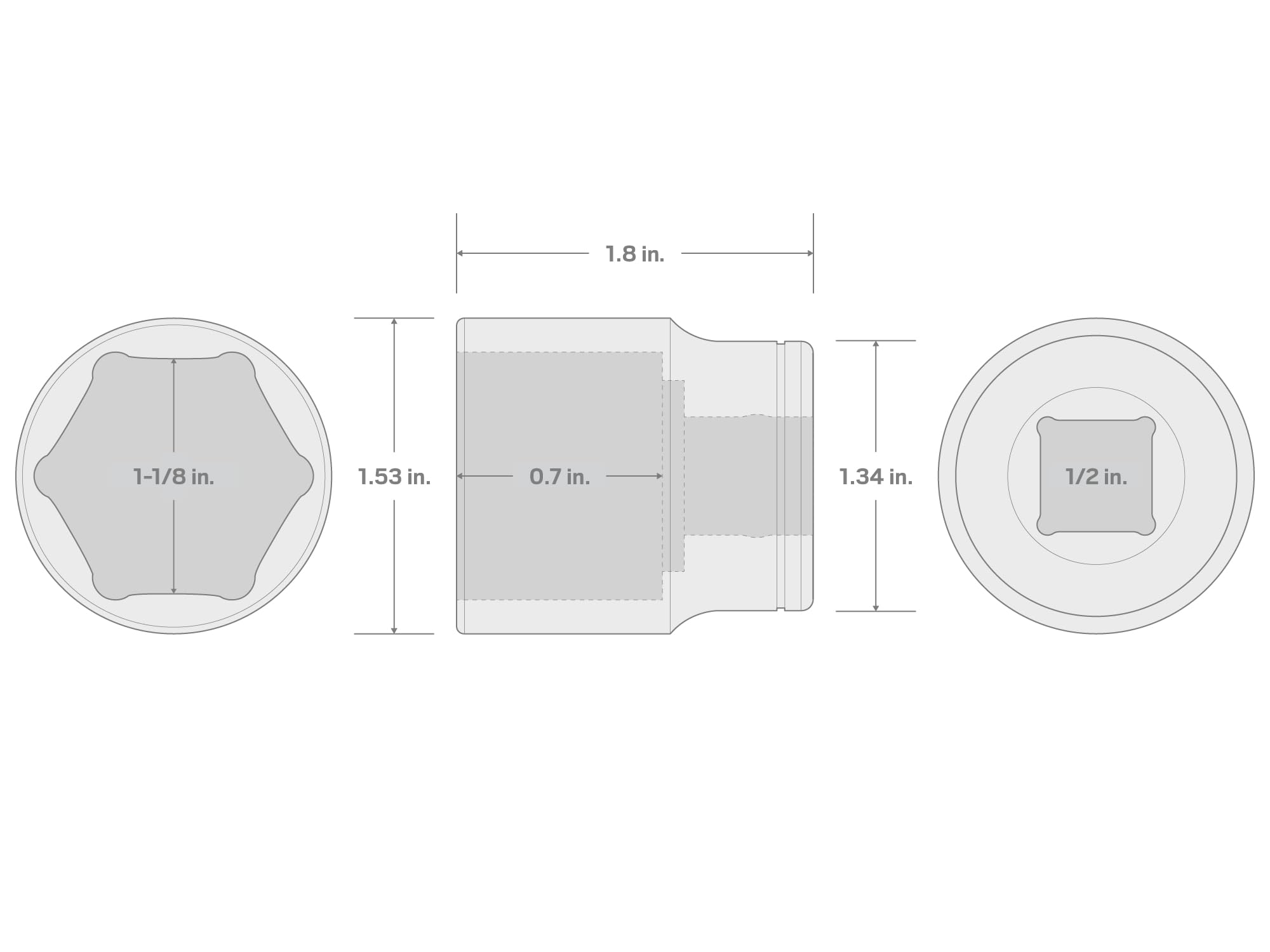 TEKTON 1/2 Inch Drive x 1-1/8 Inch 6-Point Socket | SHD22029