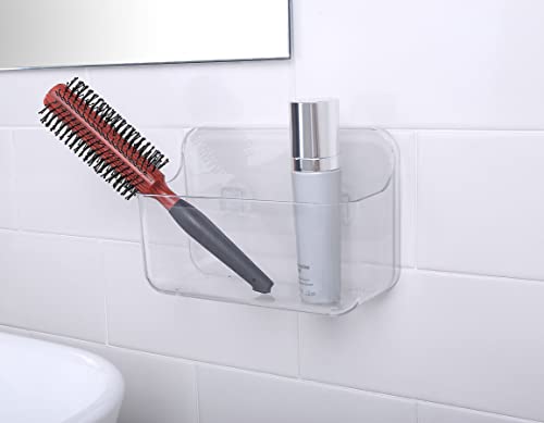 COLINCH Adhesive Wall Mounted Small Storage Organizer Box Without Drilling for Bathroom, Pantry, Kitchen, Laundry, Utility Room, Inside of Cabinet Door - Clear