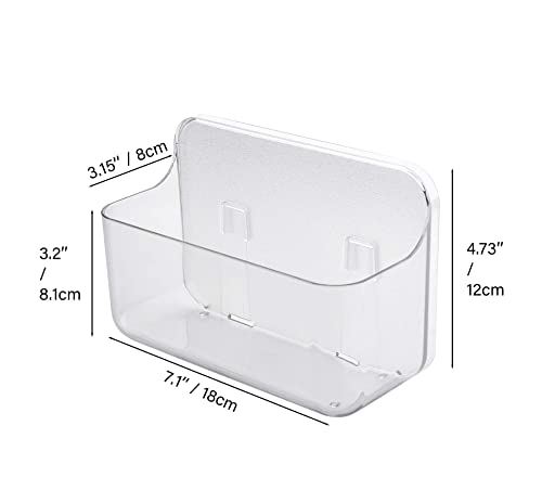 COLINCH Adhesive Wall Mounted Small Storage Organizer Box Without Drilling for Bathroom, Pantry, Kitchen, Laundry, Utility Room, Inside of Cabinet Door - Clear