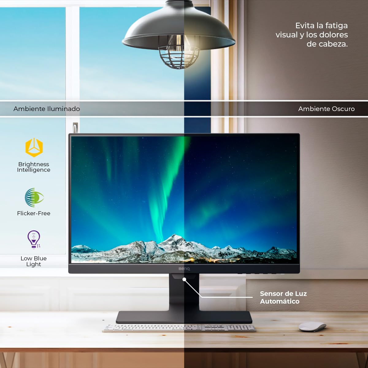 BenQ GW2283 Computer Monitor 22" FHD 1920x1080p | IPS | Eye-Care Tech | Low Blue Light | Anti-Glare | Adaptive Brightness | Tilt Screen | Built-In Speakers | HDMI | VGA,Black