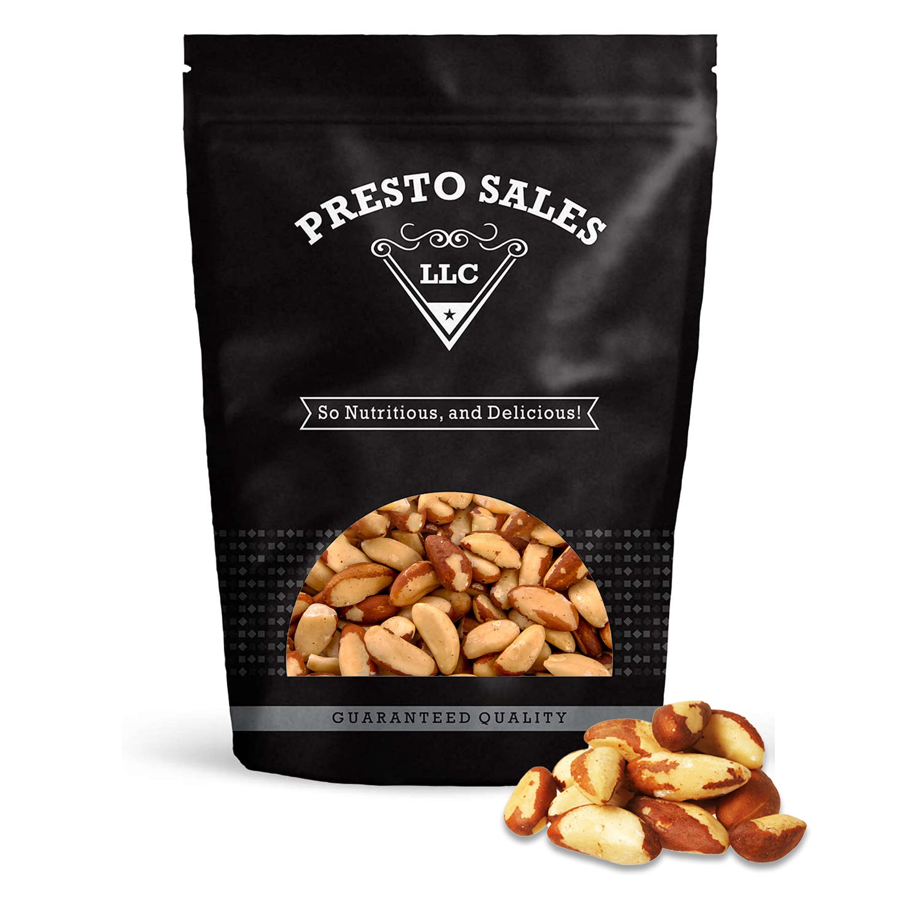 Brazil nuts, "Crispy n' Fresh" Raw Shelled Whole FANCY Grade, Brazil Origin, KETO, Vegan, Non-GMO And Natural, Superior, Packed in a 5 lbs. (80 oz.) Resealable pouch bag by Presto Sales LLC