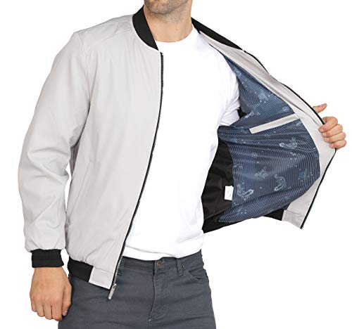 WULFUL Mens Casual Lightweight Jacket Softshell Flight Bomber Jacket Varsity Windbreaker