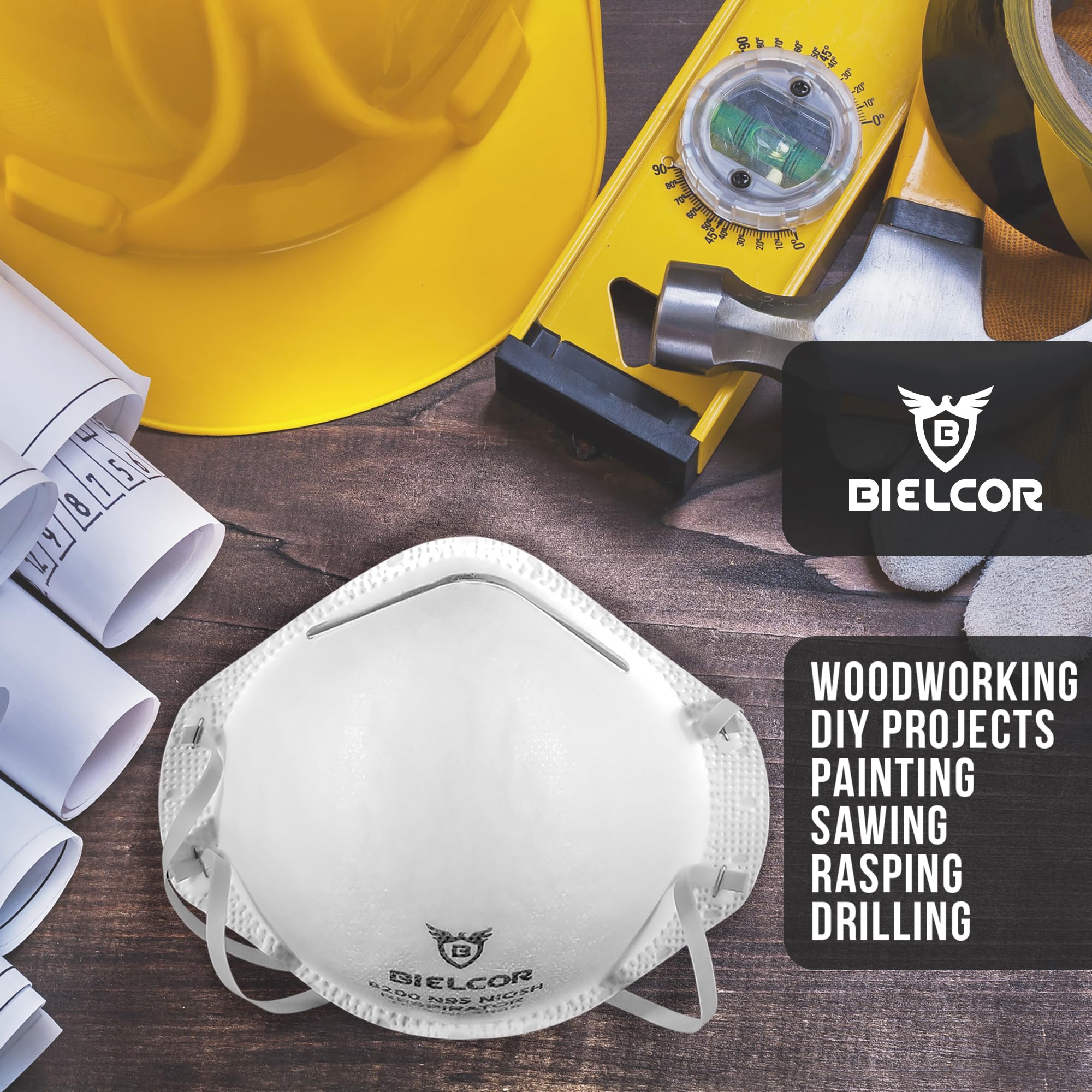 BIELCOR B200 N95 Particulate Respirator, 95% Filtration Breathing Face Masks Disposable (20 Pack), CDC | NIOSH Certified