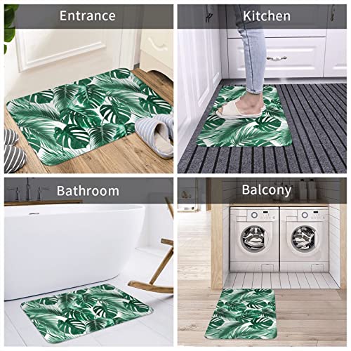 Bathroom Rugs Tropical Palm Leaves,Bath Mat Set Soft Anti-Slip Shower Bathroom Toilet Cover Rugs