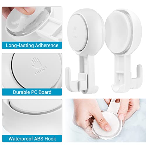 LUXEAR Shower Caddy Suction Cup NO-Drilling Removable Shower Shelf Powerful Heavy Duty Hold up to 22lbs with pack suction shower hooks replacement hooks